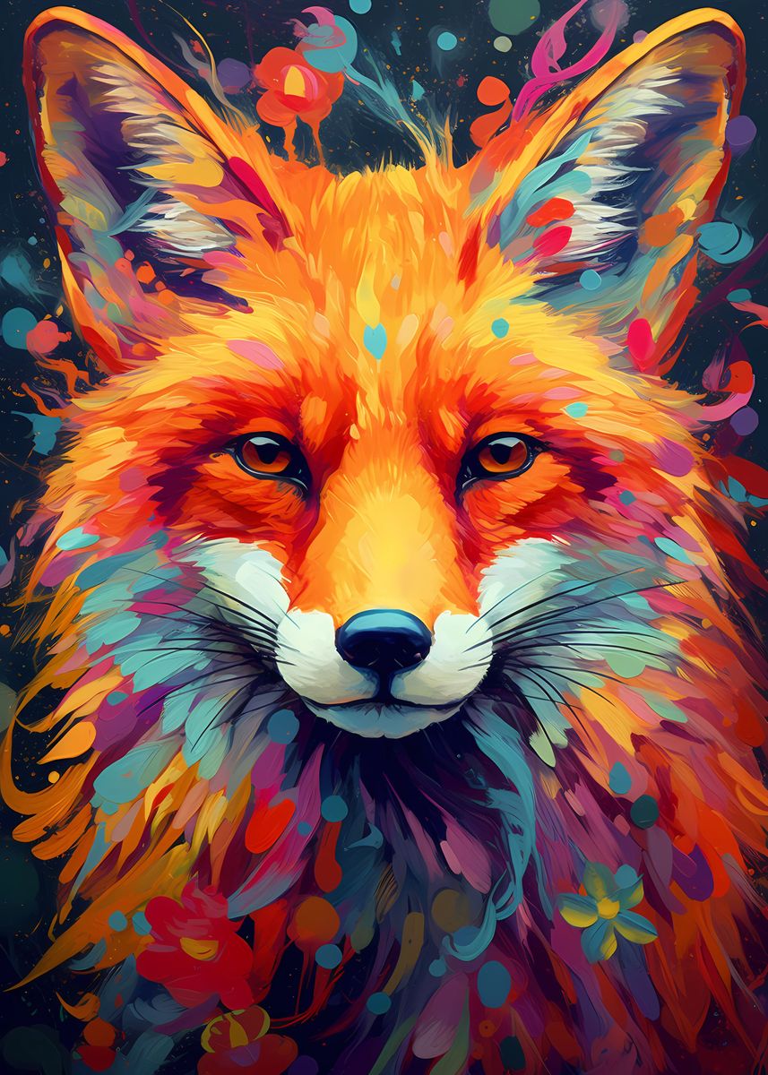'Red Fox Psychedelic' Poster by AnHa | Displate