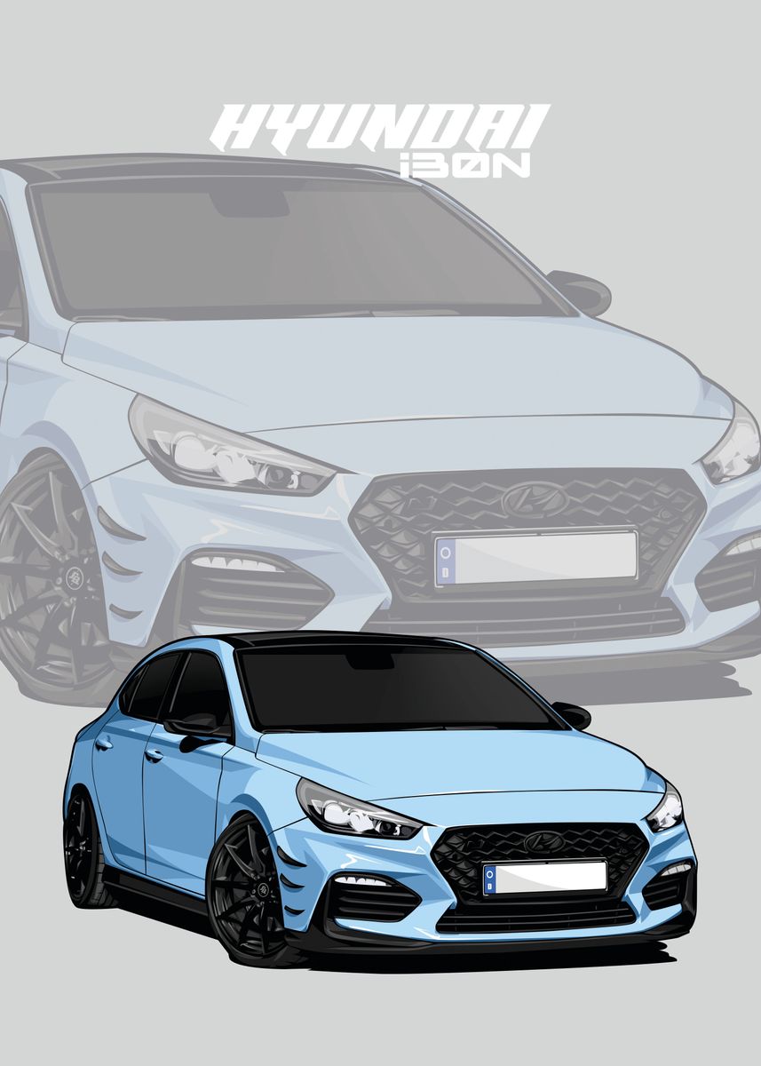 'hyundai i30 N blue' Poster, picture, metal print, paint by capture art ...
