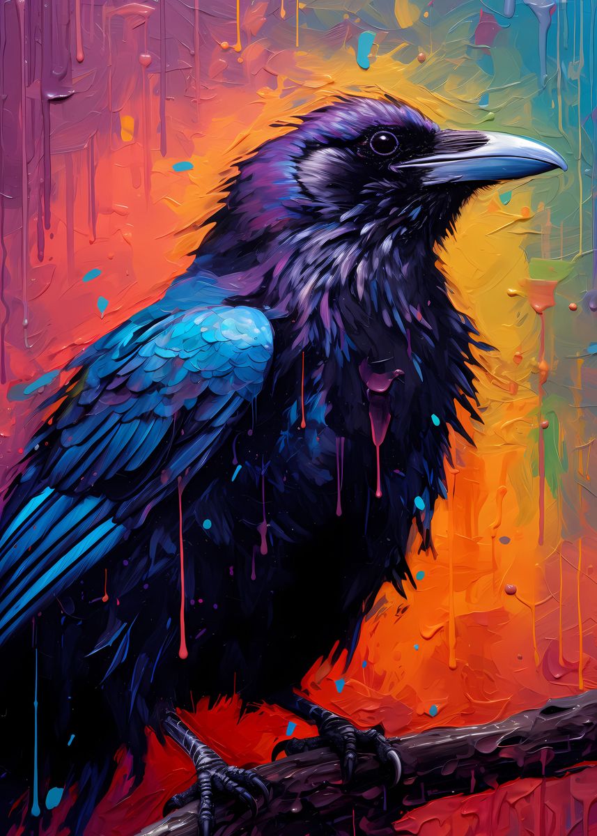 'Crow Colorful Raven' Poster, picture, metal print, paint by AnHa ...