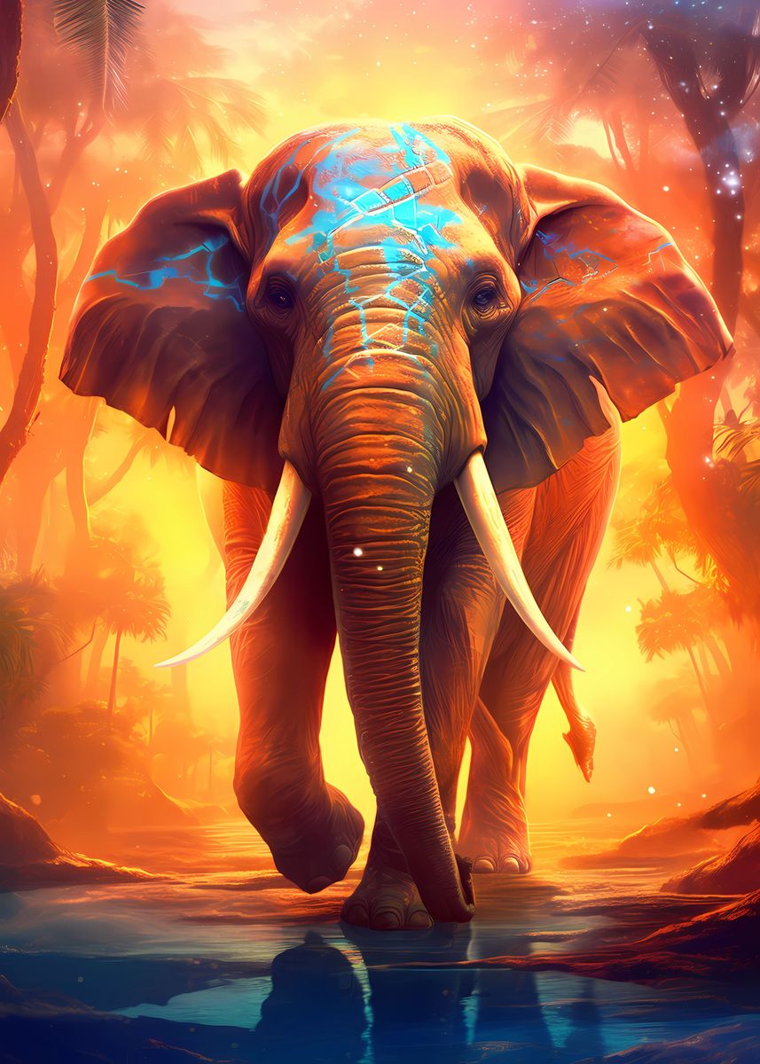 'Elephant Mysterious' Poster, picture, metal print, paint by AnHa ...