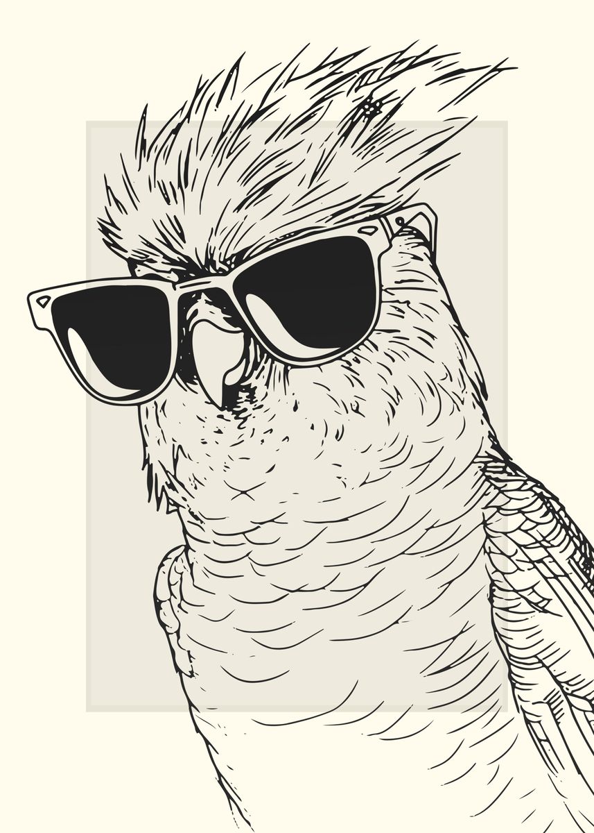 'Cockatiel Bird Sketch' Poster, picture, metal print, paint by Rafael ...