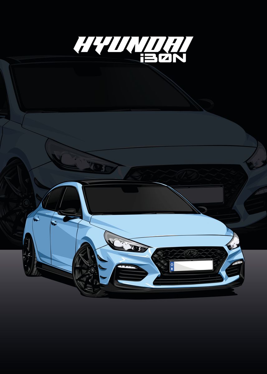 'Hyundai i30 N blue' Poster, picture, metal print, paint by capture art ...