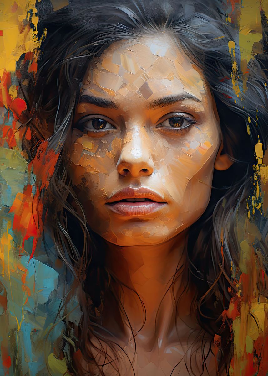 'colorful woman portrait' Poster by Jerhus | Displate