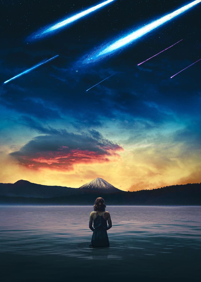 'Meteor shower' Poster, picture, metal print, paint by YOHA | Displate