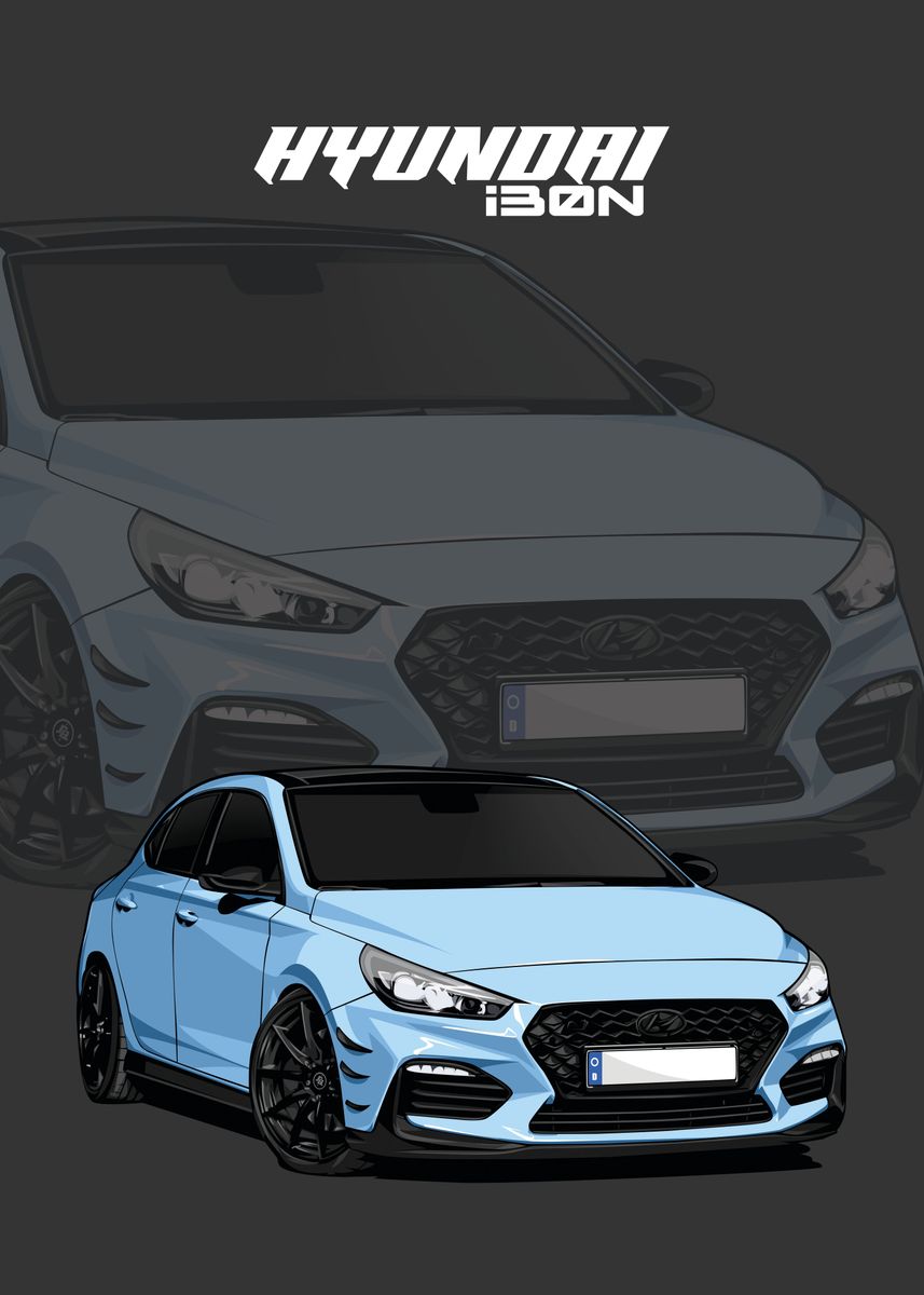 'Hyundai i30 N blue' Poster, picture, metal print, paint by capture art ...