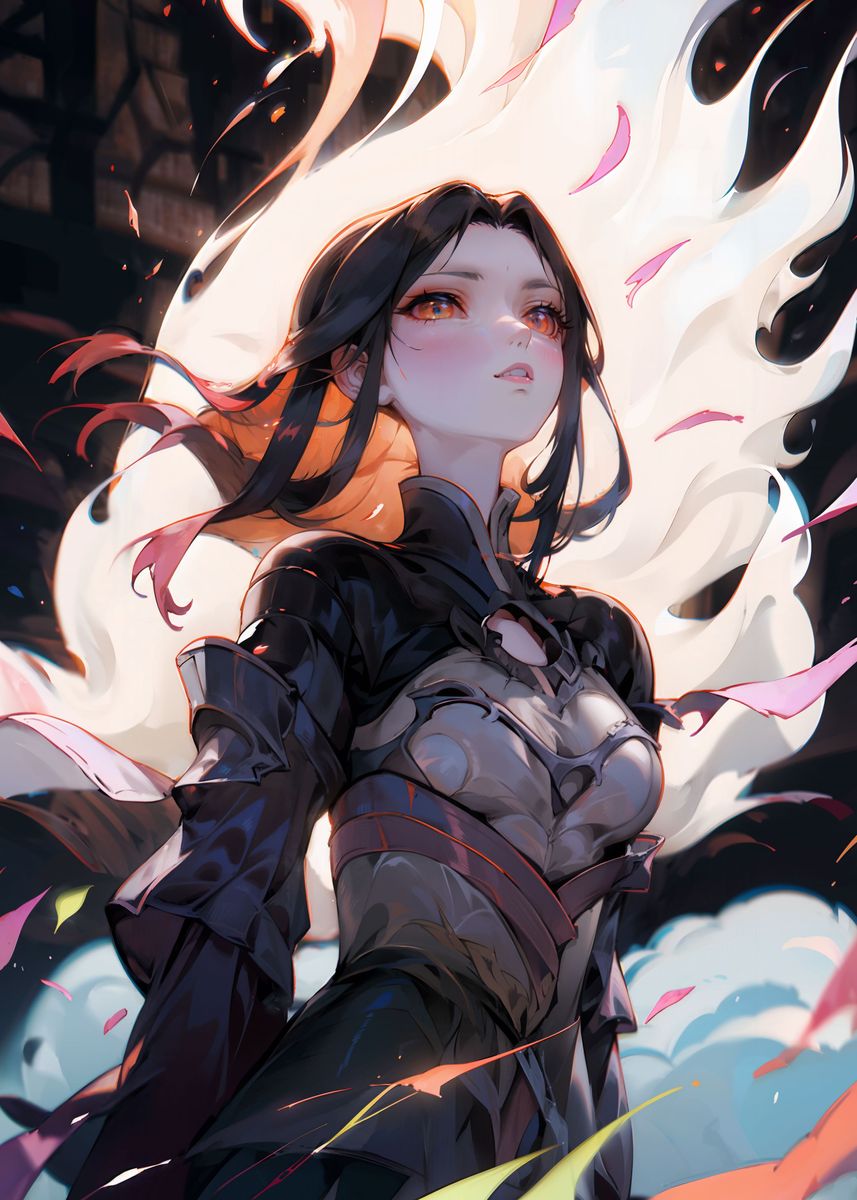 'Girl in flames' Poster, picture, metal print, paint by Lukasz Kobylka ...