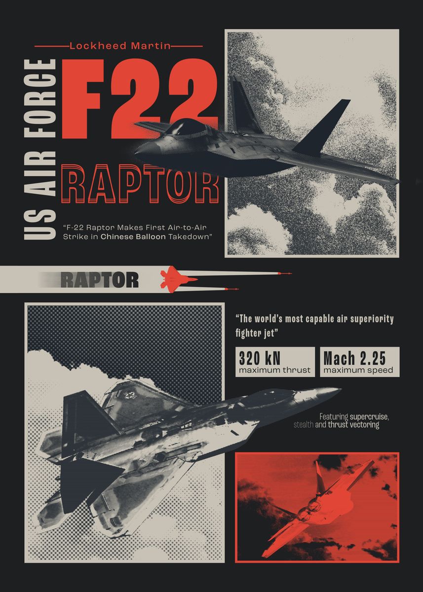 'F22 Raptor' Poster, picture, metal print, paint by Darrow Visuals ...