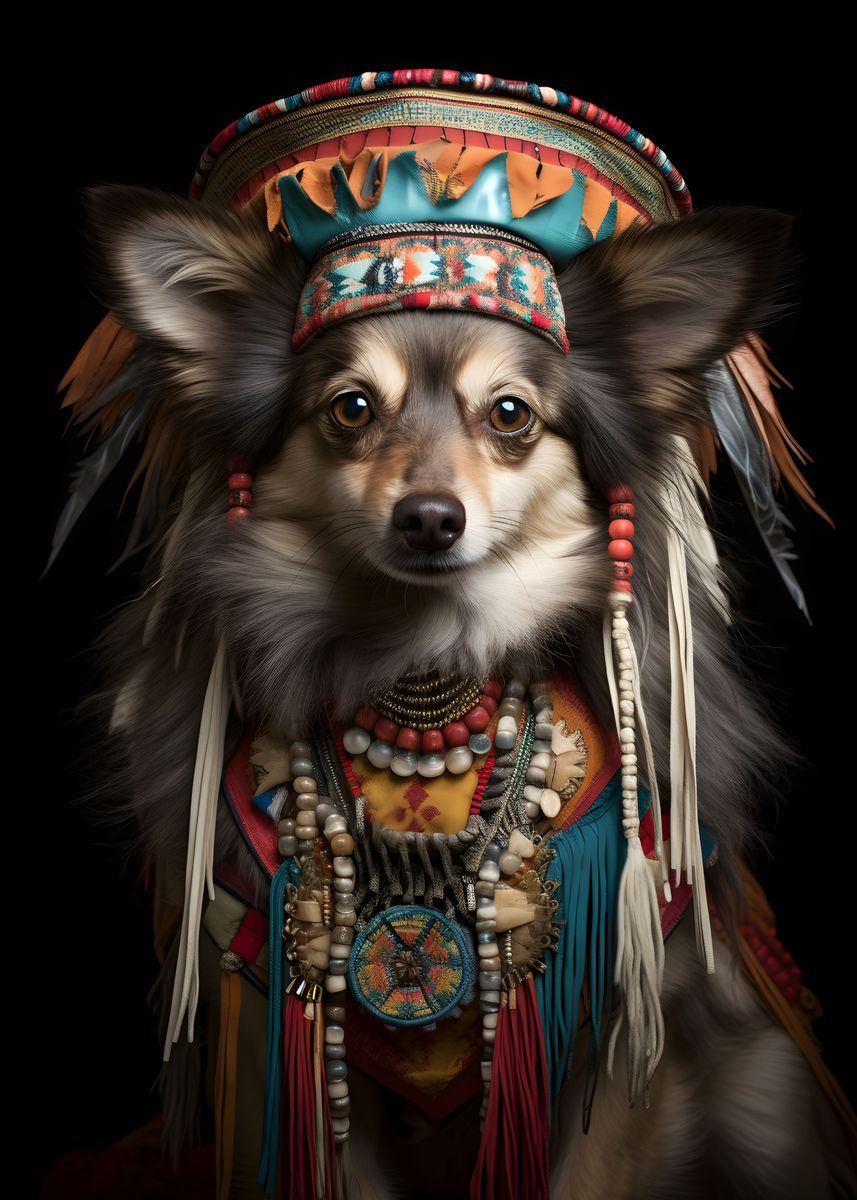 'Aztec Dog' Poster, picture, metal print, paint by Makadur | Displate