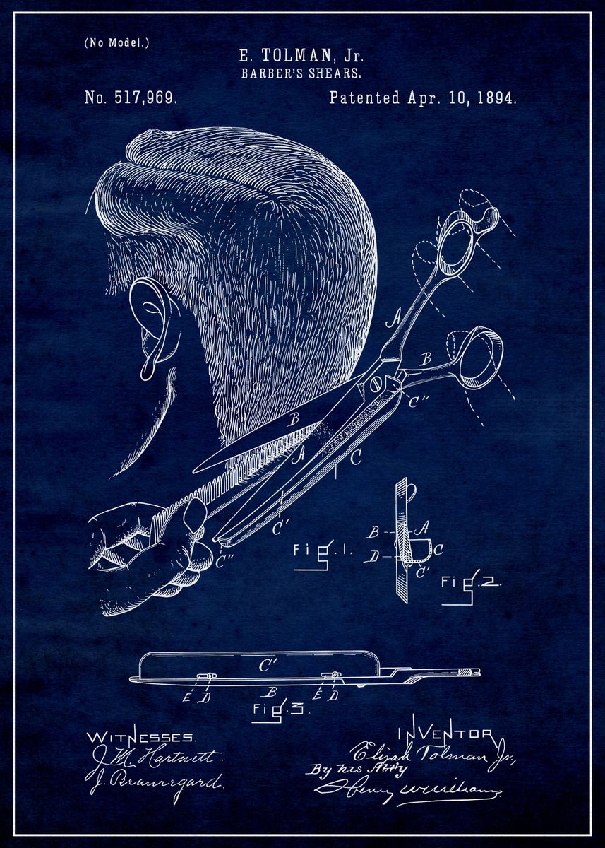 'Barbers Shears 1894' Poster, picture, metal print, paint by ...