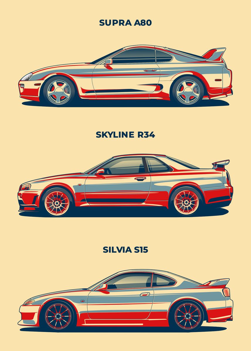 'JDM Cars 1' Poster, picture, metal print, paint by Deeo | Displate