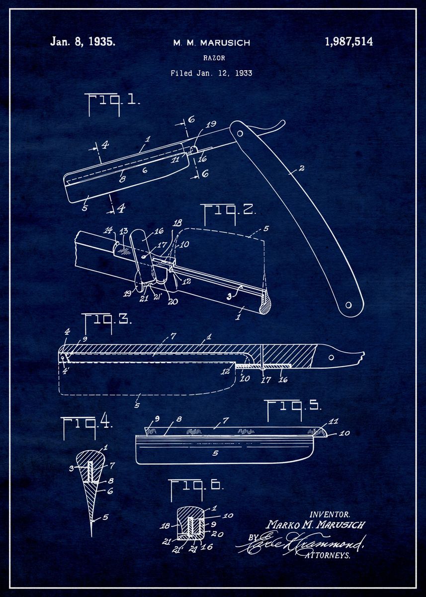 'Barbers Razor 1935' Poster, picture, metal print, paint by RickyEKelly ...