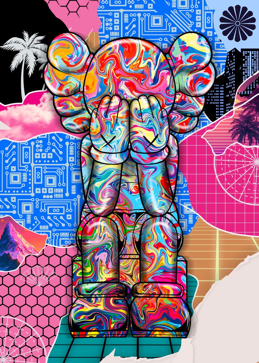 'kaws pop art' Poster, picture, metal print, paint by Boon Edgar | Displate