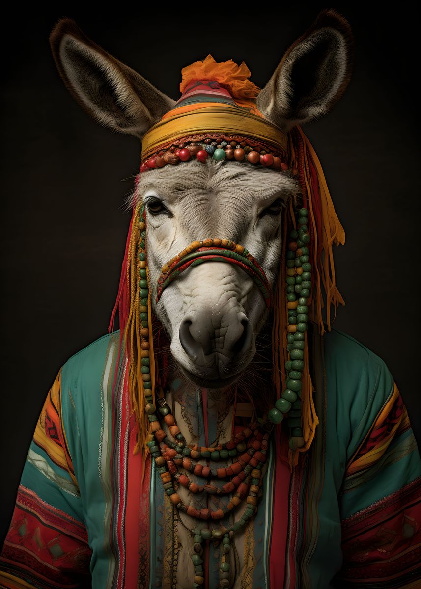 'Aztec Donkey' Poster, picture, metal print, paint by Makadur | Displate