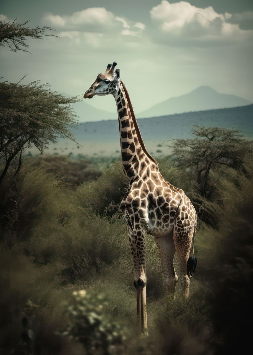 'Graceful giraffe' Poster by Zooscape Wildlife | Displate