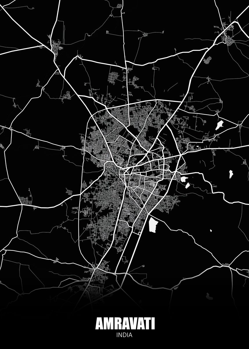 'Amravati India Map' Poster, picture, metal print, paint by Zake Yonkou ...