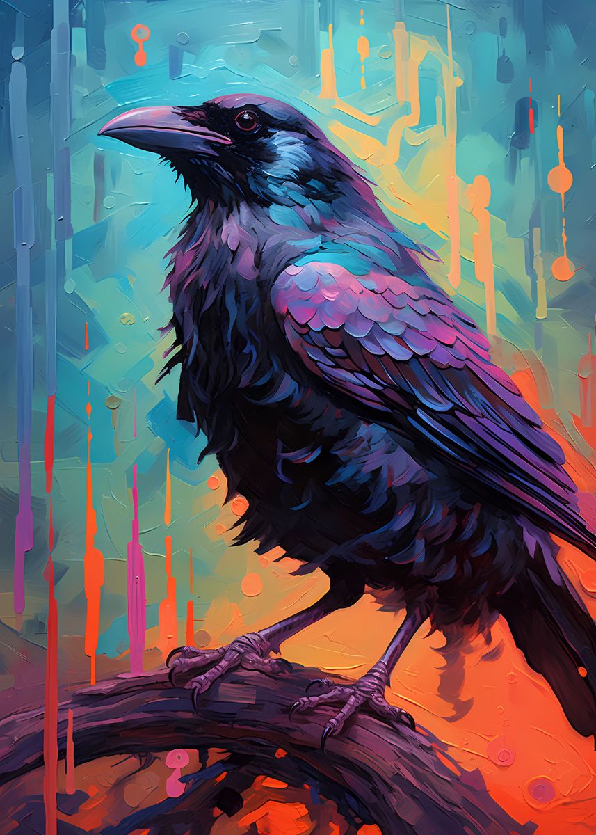 'Crow Colorful Raven' Poster, picture, metal print, paint by AnHa ...