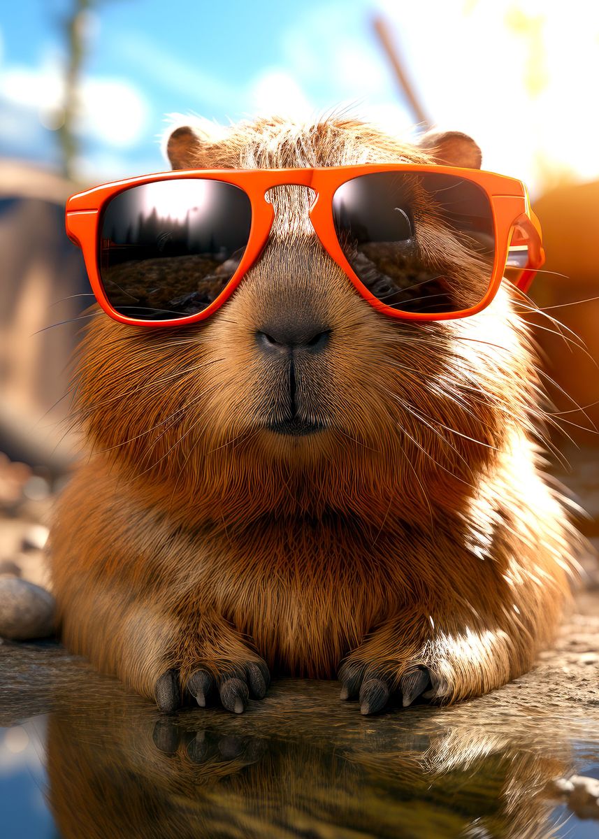 'Capybara Happy Be Capy' Poster, picture, metal print, paint by ...