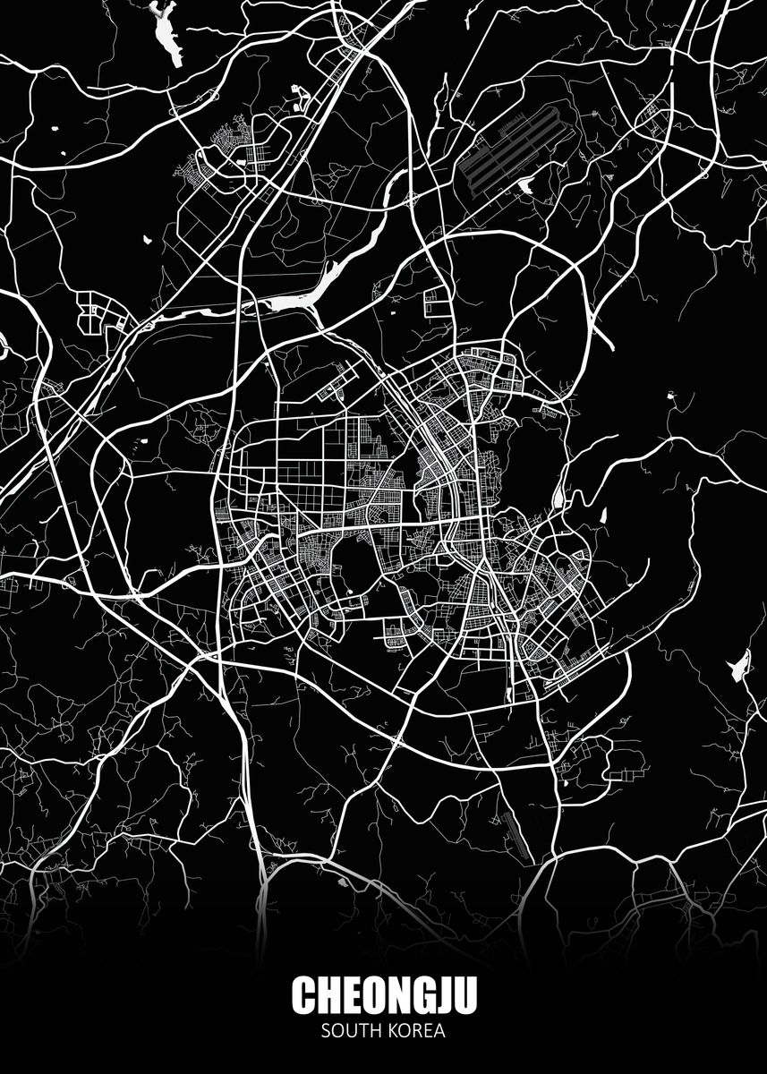 'Cheongju South Korea Map' Poster, picture, metal print, paint by Zake ...