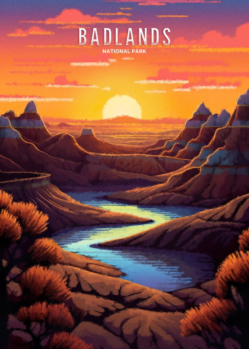 'Badlands National Park' Poster, picture, metal print, paint by Cris de ...