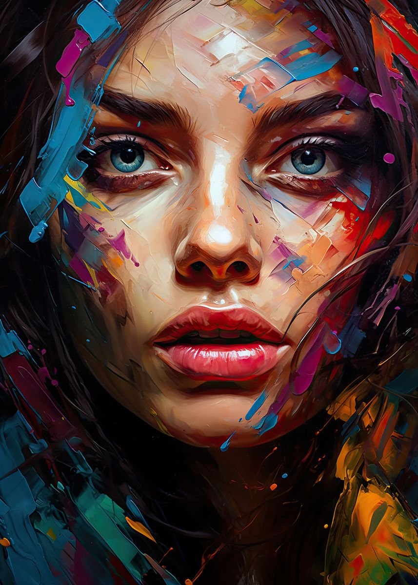 'colorful woman portrait' Poster, picture, metal print, paint by Jerhus ...