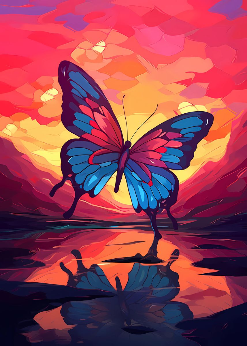 'Butterfly Color' Poster, picture, metal print, paint by AnHa | Displate