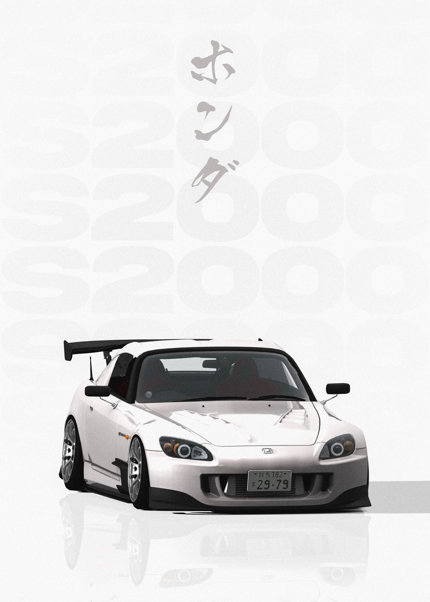 'JDM White Honda S2000' Poster, picture, metal print, paint by Yannick ...