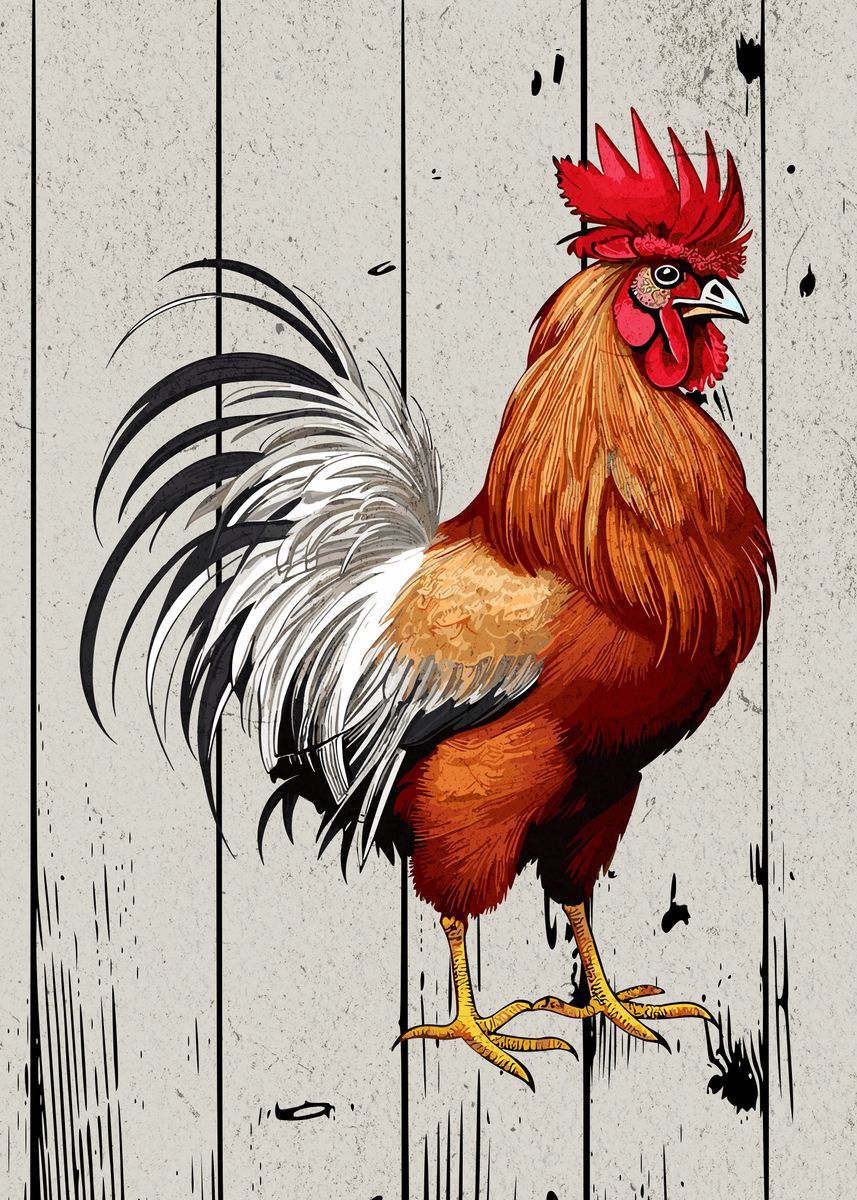'Kitchen Rooster Retro' Poster by Jovana | Displate