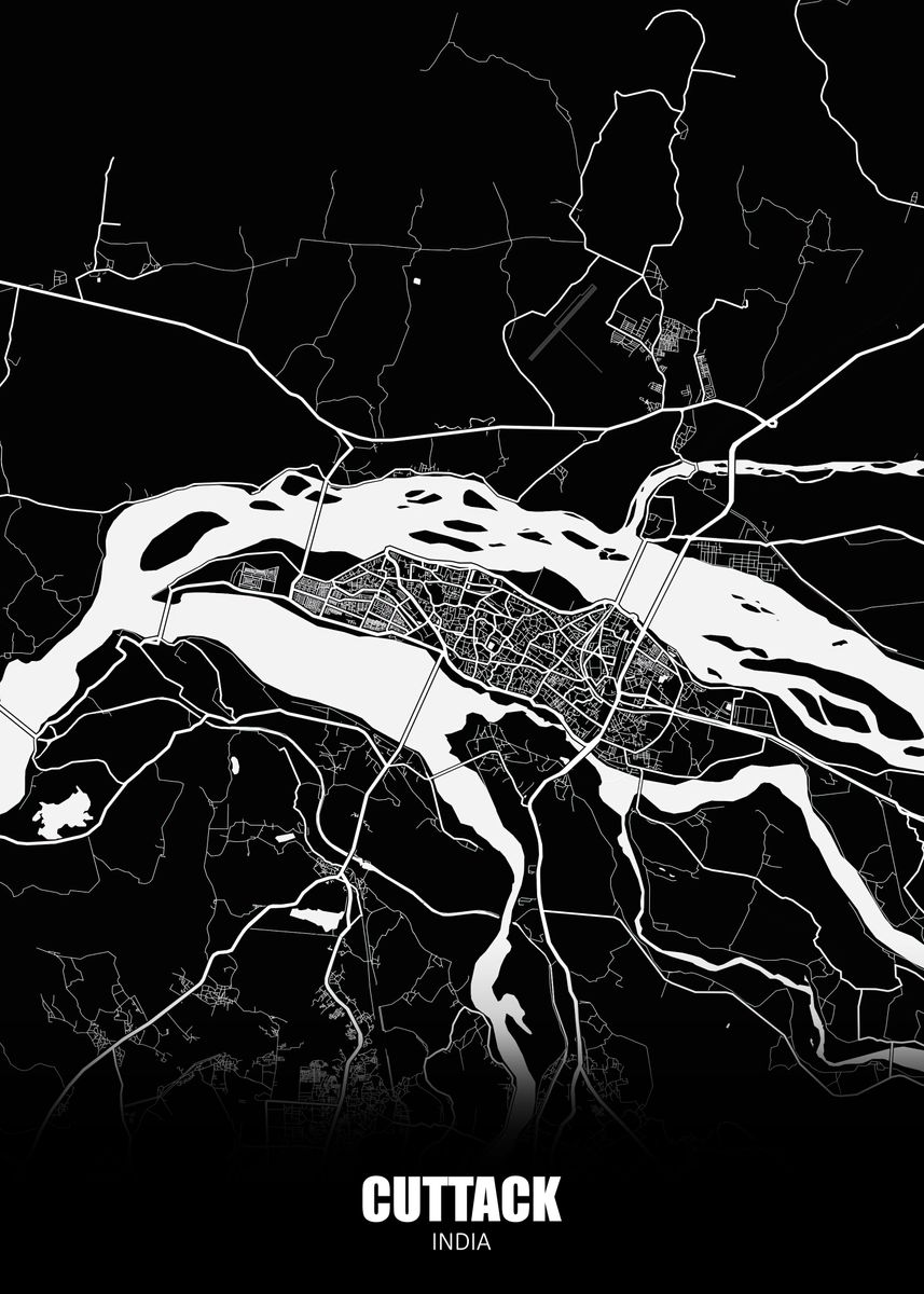 'Cuttack India Map' Poster by Zake Yonkou | Displate