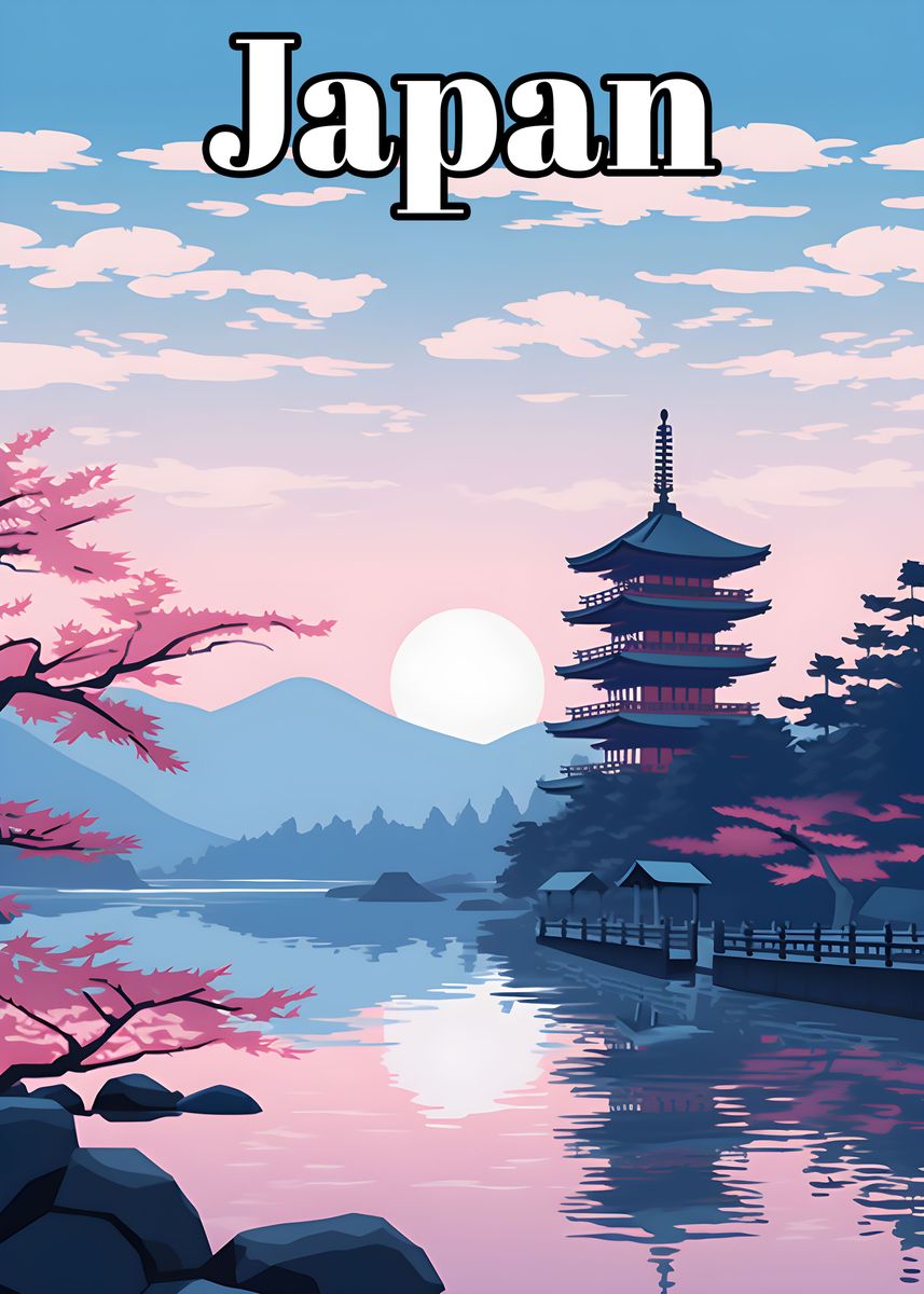 'Japan Travel Poster' Poster, picture, metal print, paint by Khloi ...