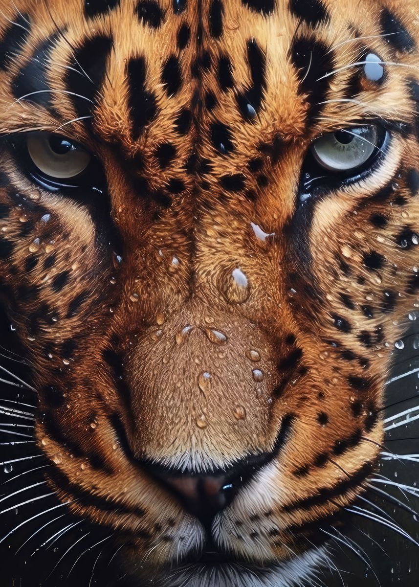 'Cute Wet Leopard' Poster, picture, metal print, paint by Frank ...