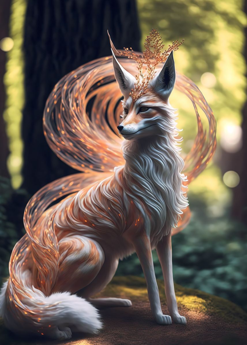 'Japanese Kitsune Fox ' Poster, picture, metal print, paint by Creative ...