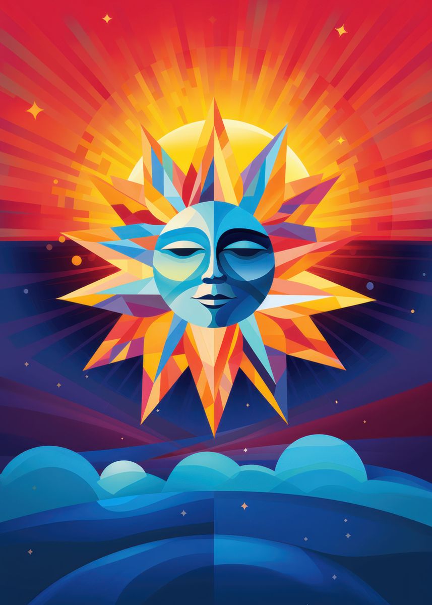 'Abstract Sun In The Sky' Poster, picture, metal print, paint by ...