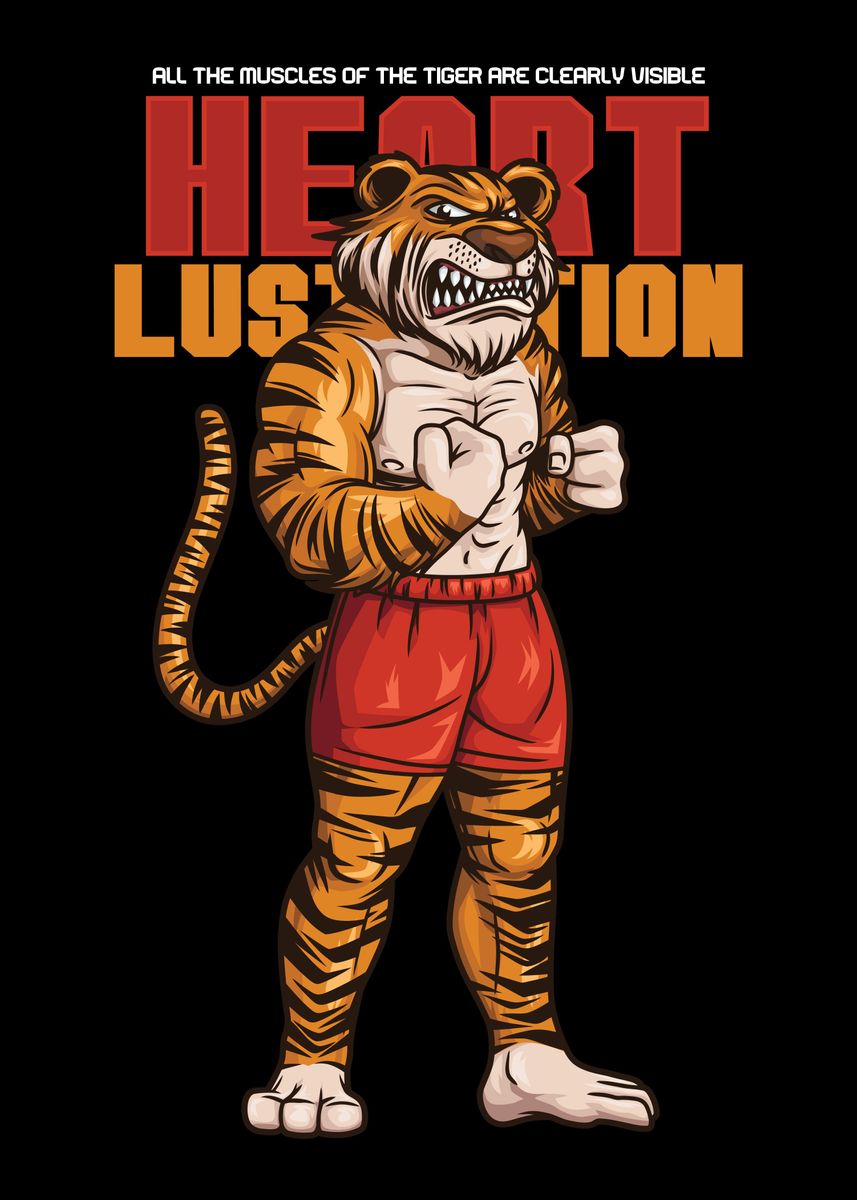 'Tiger Standing Fitness ' Poster, picture, metal print, paint by hendra ...