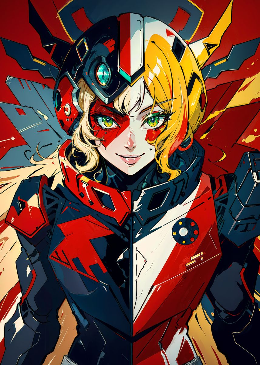 'Girl in cybernetic armor' Poster, picture, metal print, paint by ...