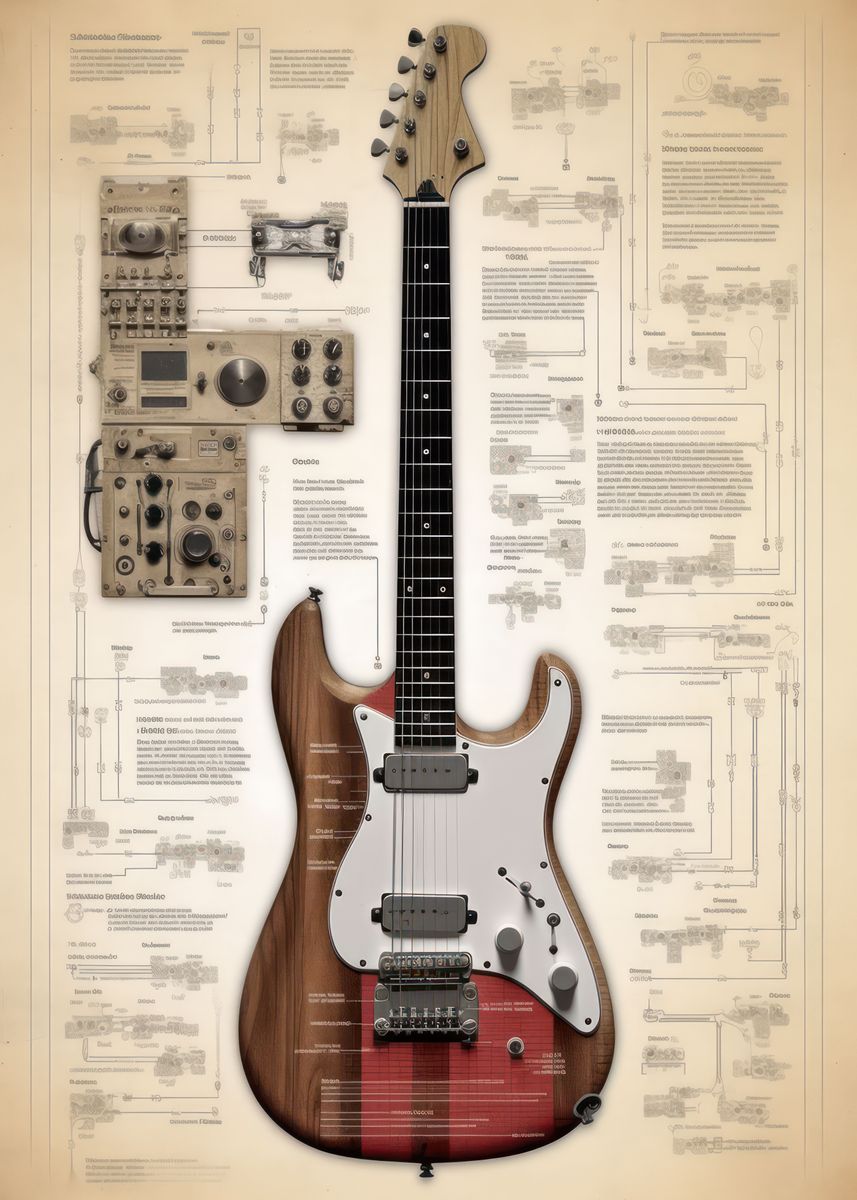 'Electric Guitar Anatomy' Poster by jodotodesign | Displate