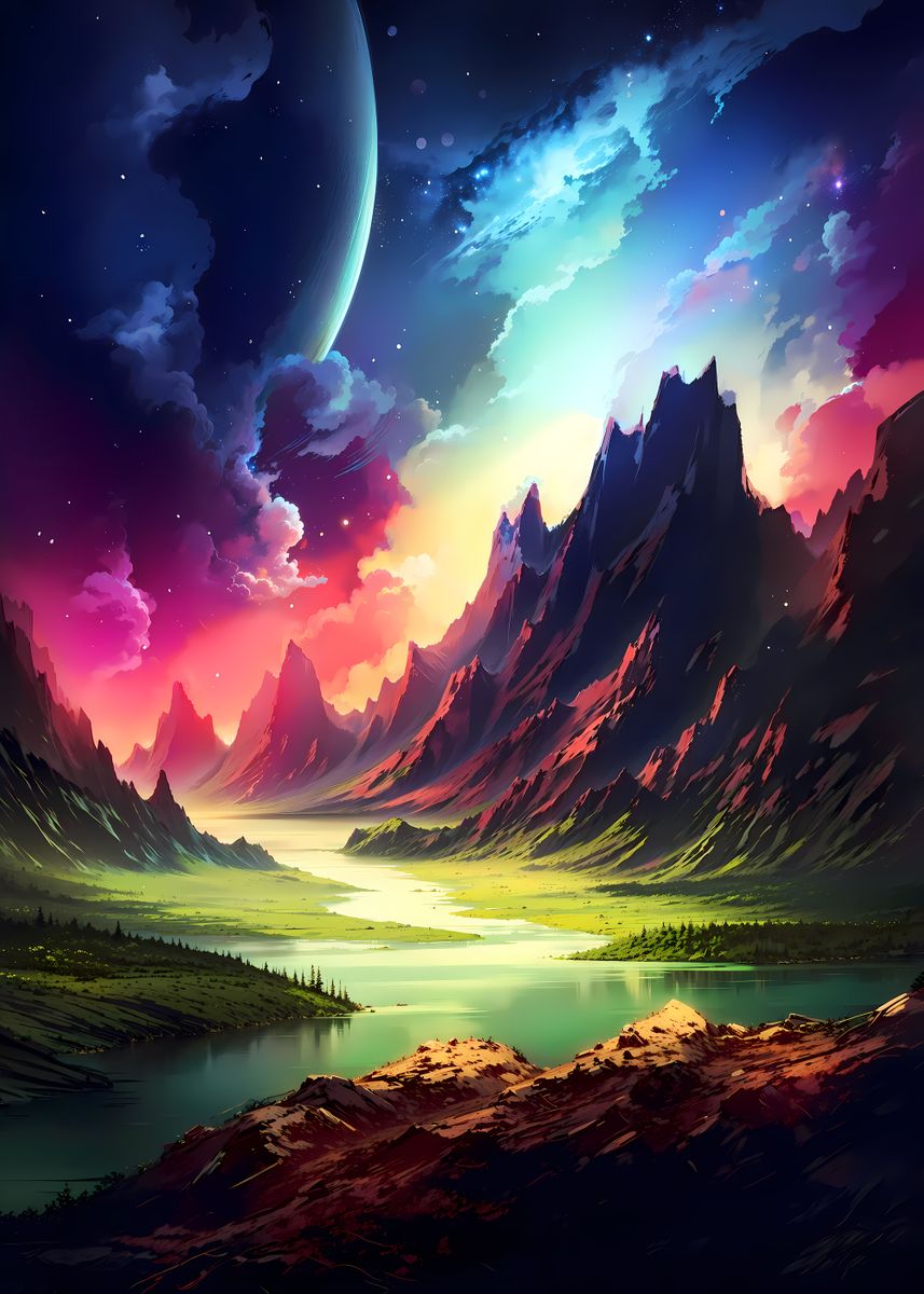 'Fantasy Astral Wonderland' Poster, picture, metal print, paint by ...