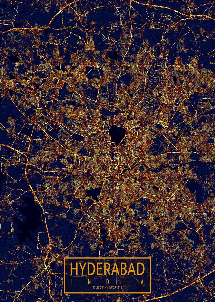'Hyderabad City At Night' Poster by deMAP Studio | Displate