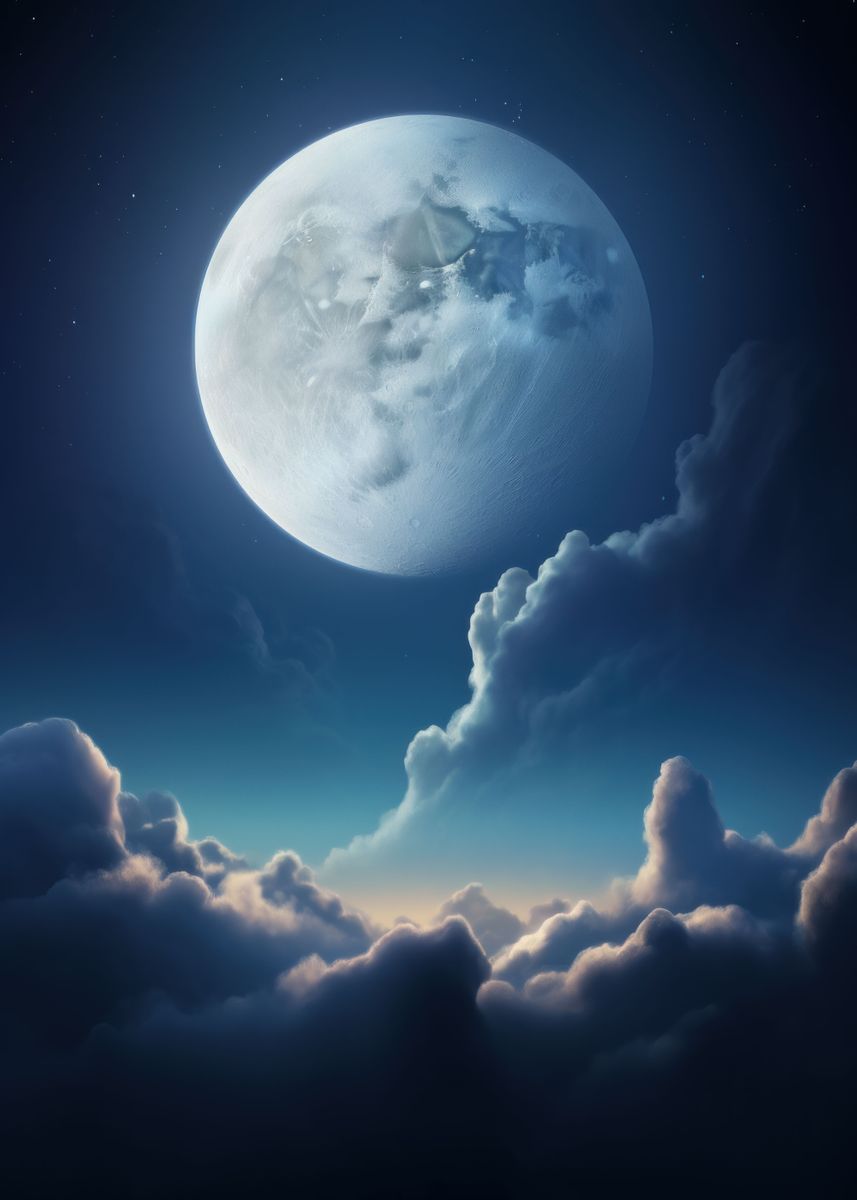 'Celestial Moon In The Sky' Poster, picture, metal print, paint by ...