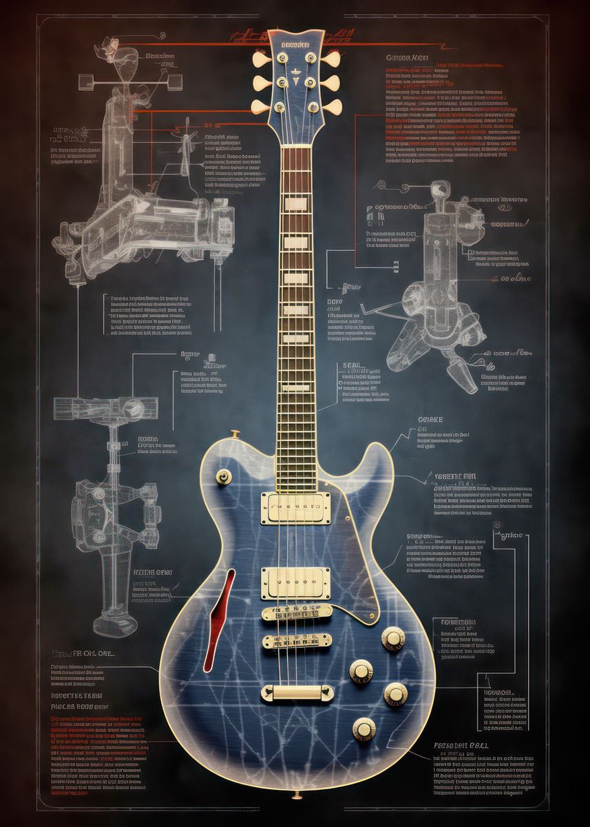 'Electric Guitar Anatomy' Poster by jodotodesign | Displate