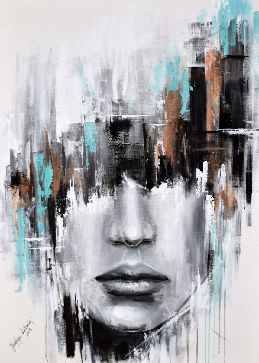 'Abstract artwork face art' Poster, picture, metal print, paint by ...