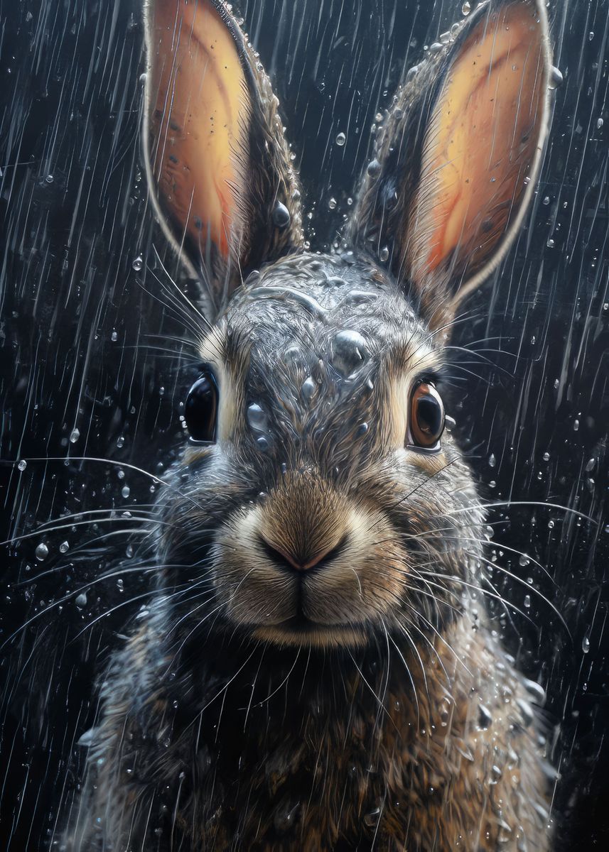 'Cute Wet Rabbit' Poster, picture, metal print, paint by Frank Hirschle ...