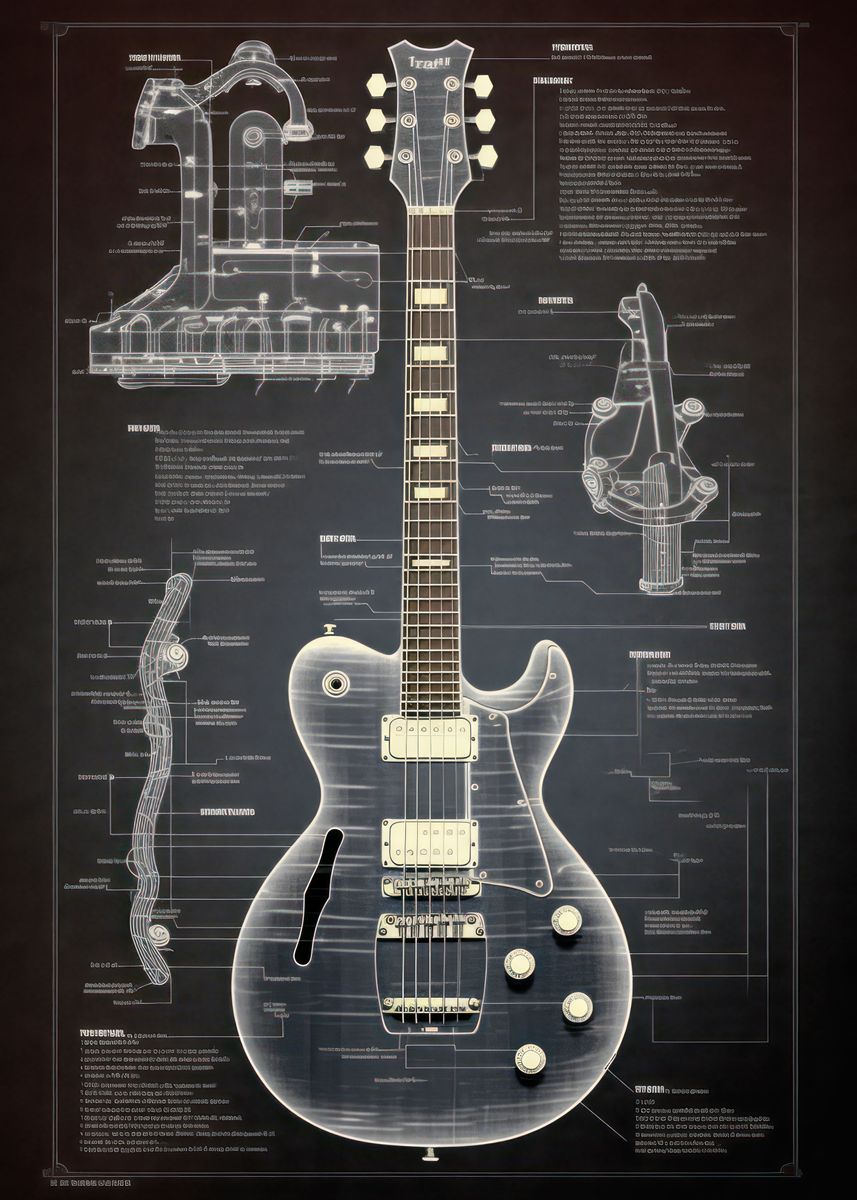 'Electric Guitar Anatomy' Poster, picture, metal print, paint by ...