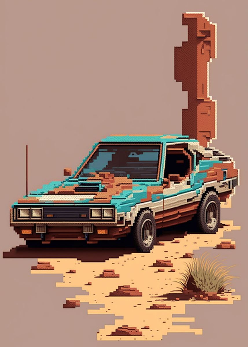 'Pixel Car' Poster, picture, metal print, paint by Gokan Redoulse ...