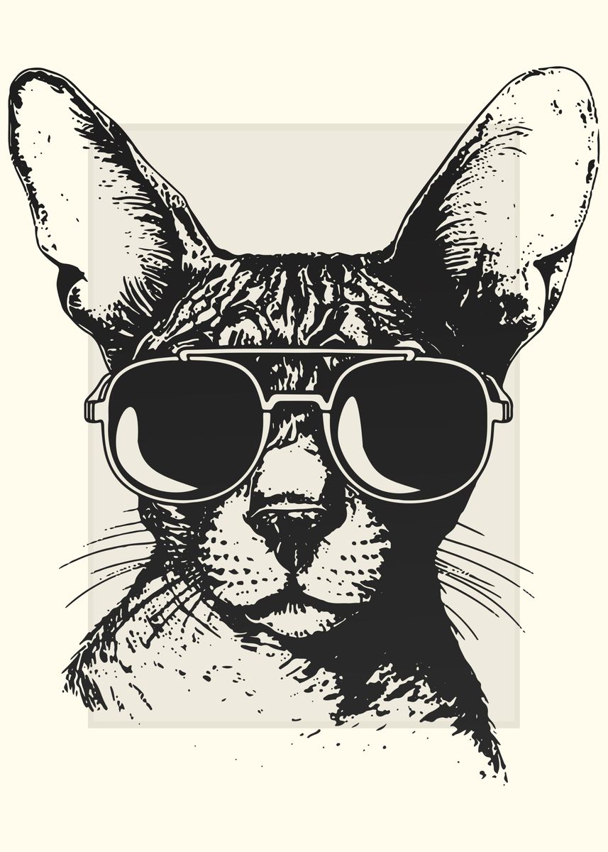 'Cornish Rex Cat Sketch' Poster, picture, metal print, paint by Rafael ...