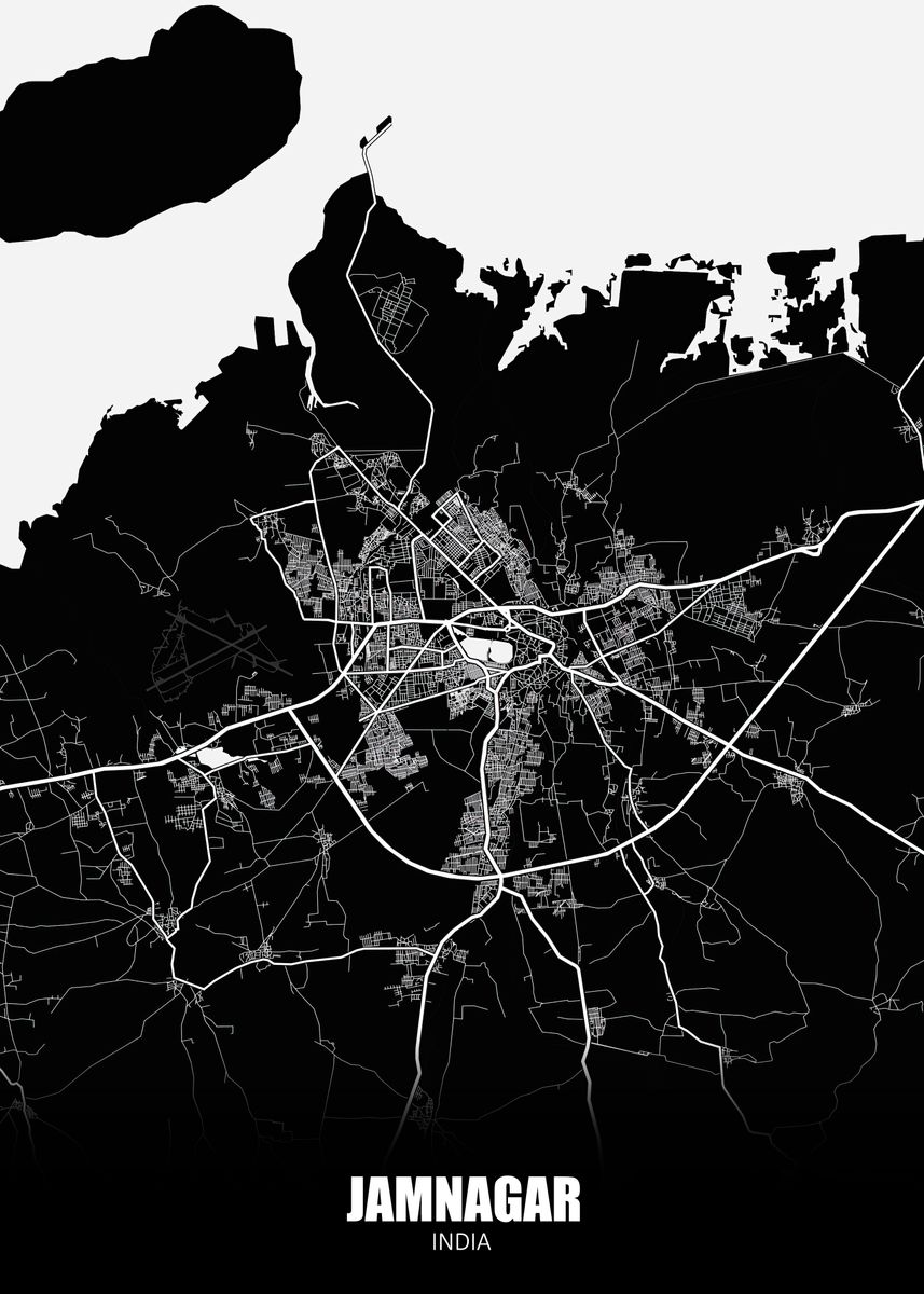 'Jamnagar India Map' Poster, picture, metal print, paint by Zake Yonkou ...