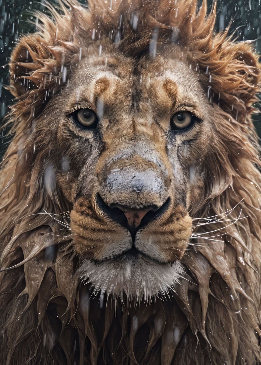 'Wet Lion CloseUp' Poster, picture, metal print, paint by Frank ...