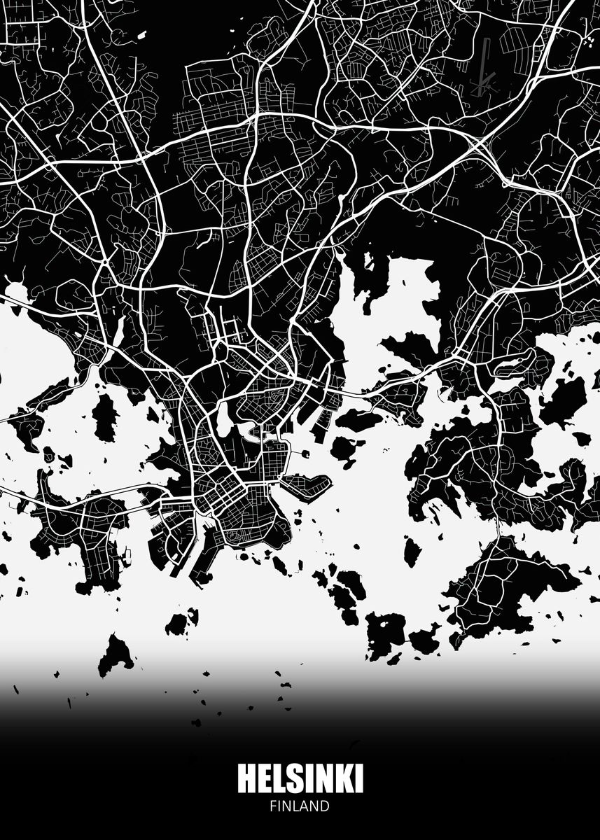 'Helsinki Finland Map' Poster by Zake Yonkou | Displate