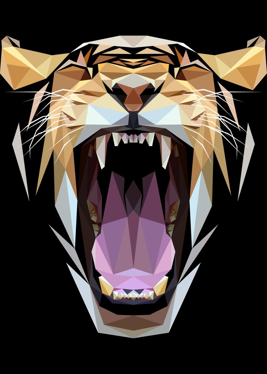 'Head of Tiger Abstract' Poster, picture, metal print, paint by YOGA ...