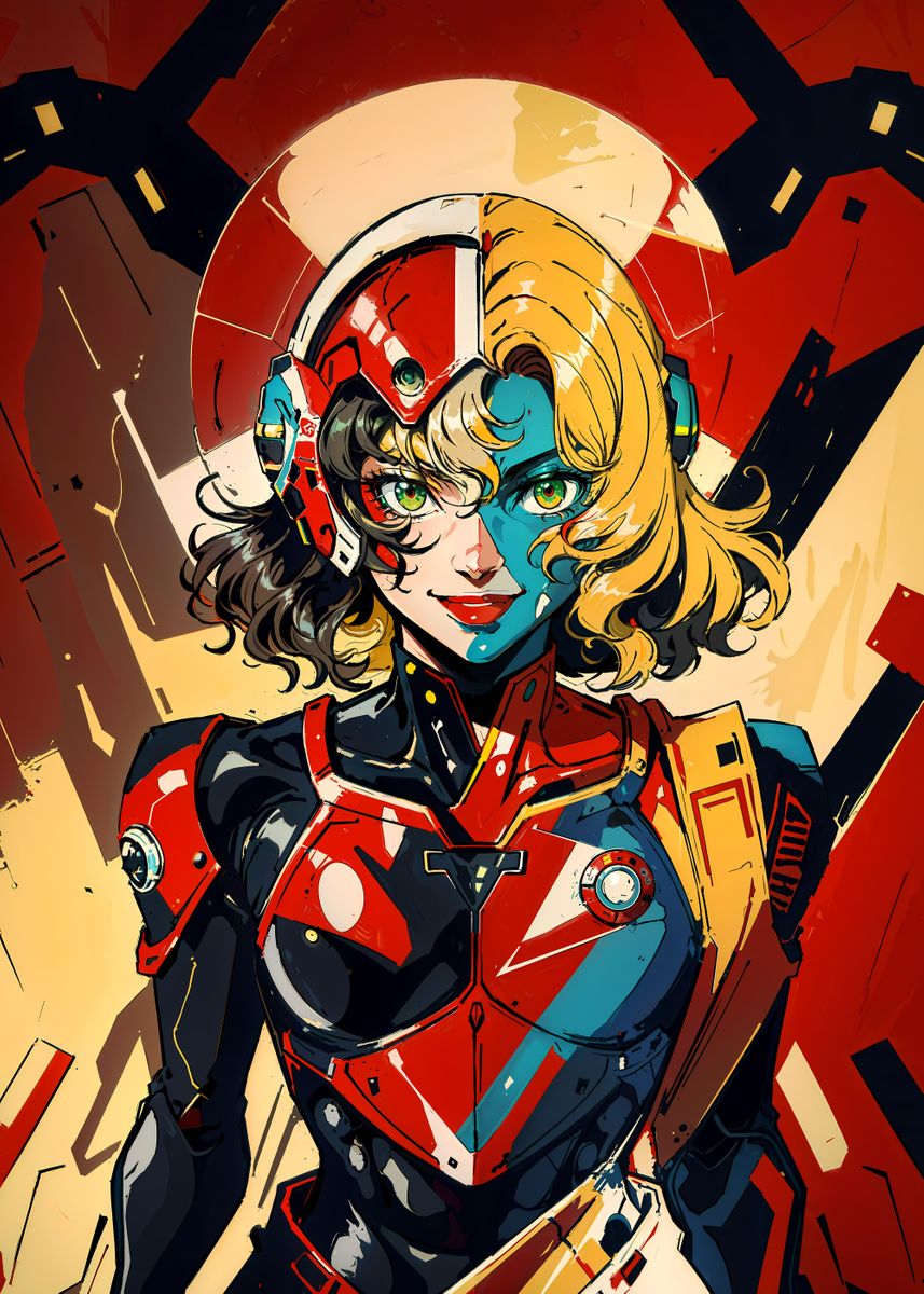 'Girl in cybernetic armor' Poster, picture, metal print, paint by ...