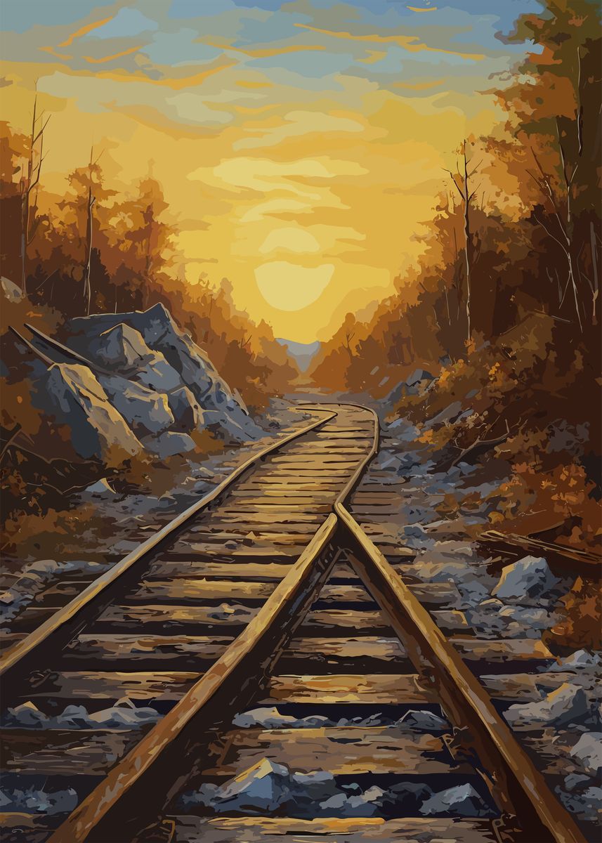 'Old Railroad Tracks ' Poster, picture, metal print, paint by Cool ...